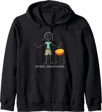 Whyitsme Design Lustiger Stahltrommel-M&auml;dchen-Stahlpfannen Kapuzenjacke