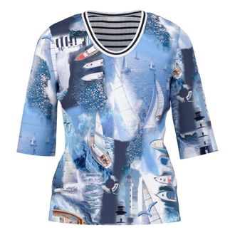 Marc Cain Femme, Tops, Bleu, Taille: 40 FR T-Shirt mit maritimem Print