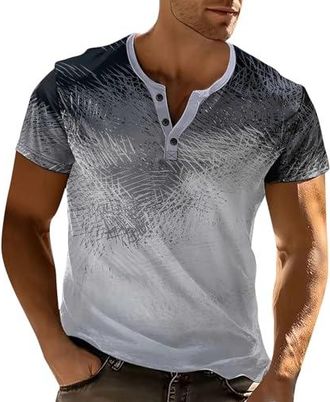 Generic Chemise ray&eacute;e en maille pour homme - D&eacute;contract&eacute;e - D&eacute;grad&eacute; - Hengli - Manches courtes - T-shirt Hengheng, gris, XXL
