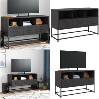 vidaXL Vidaxl - TV-Schrank Schwarz 100,5x39x60,5 cm Stahl - Industrieller TV-Schrank - TV-Stand Schwarz - Fernsehtisch Aus Stahl - Regal Mit Schubladen