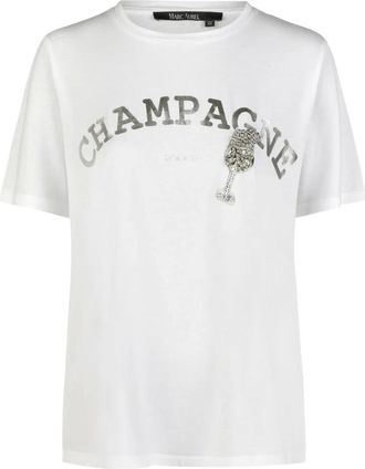 Marc Aurel Femme, Tops, Blanc, Taille: 40 FR T-shirt avec accents argent&eacute;s