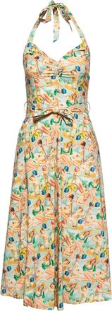 Queen Kerosin Damen Pencil Kleid Bleistiftkleid Neckholder Pin-Up Vinatge 50S Sommer Strand Party