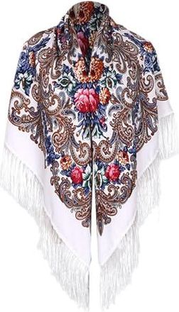 Generic 2025 &Eacute;charpe ch&acirc;le pashmina brod&eacute;e surdimensionn&eacute;e avec glands pour femmes dautomne/hiver, gris clair, Taille unique