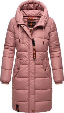 Marikoo Damen Winterjacke - Lange Steppjacke mit Kapuze & vielen Taschen