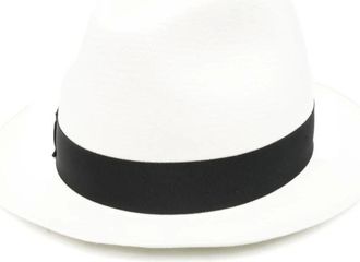 Borsalino Femme, Accessoires, Blanc, Taille: S Ribbon Detail Straw Hat