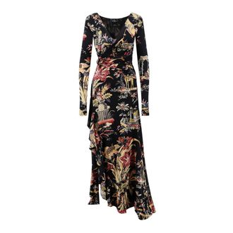 Etro Robe Longue Stretch Viscose Imprim&eacute;e - Femme - Robes - Noir - Taille: 38 FR
