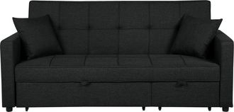 Beliani Schlafsofa Sofa mit Schlaffunktion Gästebett Polstersofa schwarz Glomma