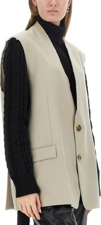 Maison Margiela Single-Breasted Wool Blend Vest - Beige