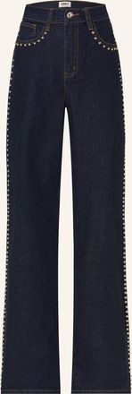 Only Wide Leg Jeans Mit Schmucksteinen blau