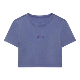 GCDS Cropped Ribbed T-Shirt - - Tops - Damen - Lila - 2XS