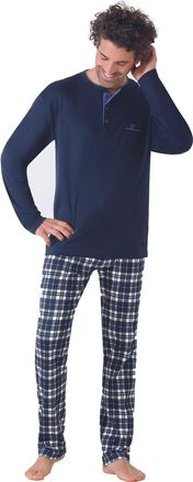 Hajo Herren Schlafanzug, Premium Cotten, Marine, 54