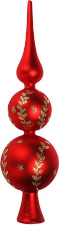 Com-Four Christbaumspitze in rot, goldfarben, matt, Weihnachtsbaumspitze aus echtem Glas für Weihnachten, Tannenbaumspitze für den Christbaum, 30 cm