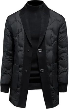 Generic Doudoune dhiver pour homme - Blanc canard - Coupe ample - Mi-longue, Noir, S