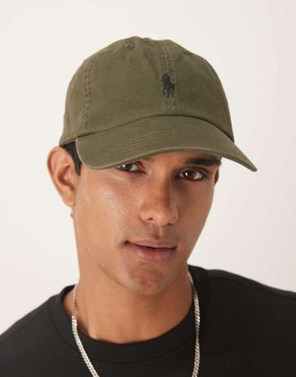 Polo Ralph Lauren Casquette de baseball en sergé à logo emblématique - Vert olive