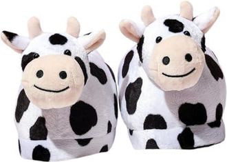 IFUNDOM Pantoufles Hiver Coton pour Couples Mules Peluche &Eacute;paisse Antid&eacute;rapantes Confortables et Chaudes pour Int&eacute;rieur Noir et Blanc