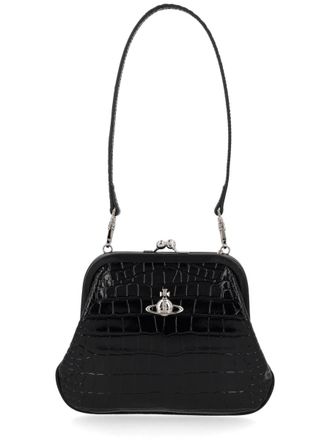 Vivienne Westwood Womens Viviennes Leather Clutch Bag Black Calf Shoulder