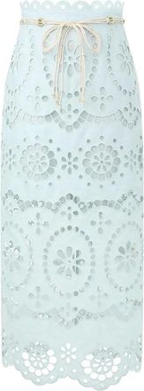 Zimmermann jupe mi-longue Awaken à broderies - Bleu