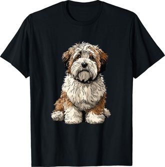 Whyitsme Design Rote und wei&szlig;e Havaneser-Hunde-Illustration T-Shirt