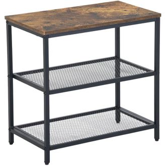 Furniture R FurnitureR &Eacute;tag&egrave;re de rangement, meuble de rangement avec 3 &eacute;tag&egrave;res et pieds r&eacute;glables, banc tabouret en MDF vintage pour salon, chambre, couloir