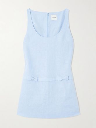 Poss&eacute; Harper Minikleid Aus Leinen Mit Schleifen - Blau