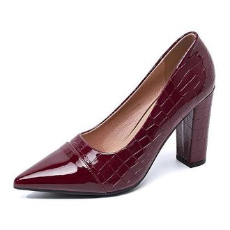 Generic Escarpins classiques &agrave; bout pointu pour femme - Motif &eacute;cossais - Talons hauts - &Agrave; enfiler - Pour le bureau, les f&ecirc;tes, rouge vin, 38.5 EU