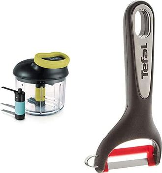 T-fal Hachoir manuel 5 secondes, 900 ml, Lame glace pilée, Hacher, Découper, Mixer, Légumes, Viandes, Noix & K2071814 Ingenio eplucheurs Fruits et légumes, 