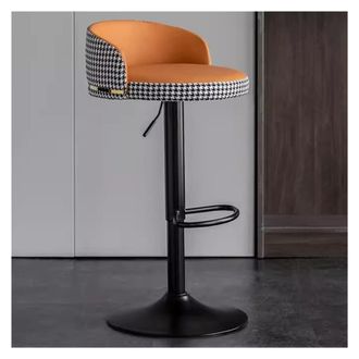 Generic Drehbarer, h&ouml;henverstellbarer Barhocker mit R&uuml;ckenlehne, Ledersitz und Fu&szlig;st&uuml;tze f&uuml;r K&uuml;cheninseln, Fr&uuml;hst&uuml;cksstuhl-Set (1 St&uuml;ck)