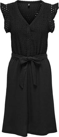 Only Neck Dress Onlelisa S/L Robe col en V CS JRS, Noir, M Femmes