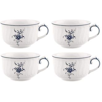 Villeroy & Boch VIEUX LUXEMBOURG Teetasse 200ml 4er Set wei&szlig; blau Porzellan