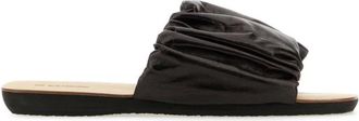 Jil Sander Femme, Chaussures, Brun, Taille: 35 1/2 EU Sandales Slides Fronc&eacute;es