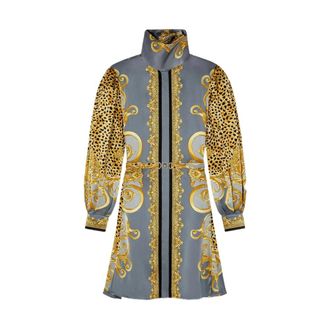 Versace Barockdruck Leoparden Puff&auml;rmel Kleid - - Dresses - Damen - Mehrfarbig - M