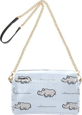 HMZXZ Rhinoceros Sac à bandoulière bleu pour femme en cuir Petit sac à main bandoulière Animal