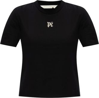 Palm Angels Femme, Tops, Noir, Taille: 38 FR Monogram T-Shirt