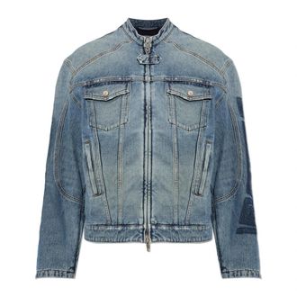 Balenciaga Squeeze Motorcycle Denim Jacket - - Jackets - Herren - Blau - M