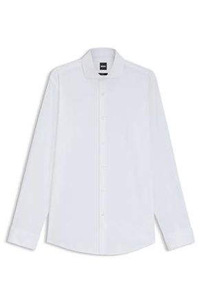 BOSS Hommes H-HANK-spread-DC-214 Chemise Slim en Twill de Coton Stretch