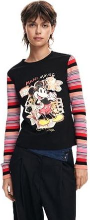 Desigual T- Shirt à Manches Longues en Tricot pour Femme, Noir, XX-Large