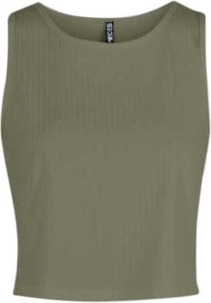 Pieces Damen Pckylie Sl Crop Noos Top, Deep Lichen Green, XL EU