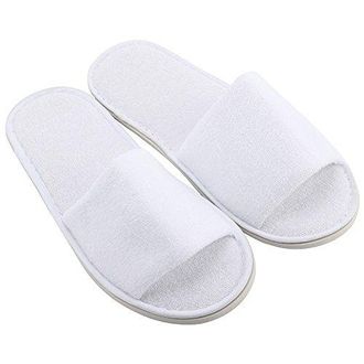 Generic Pantoufles femmes hommes 5 paires de pantoufles dinvit&eacute; dh&ocirc;tel de Spa &agrave; bout ouvert &eacute;ponge jetable Style &eacute;ponge (43,blanc)