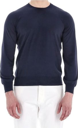 Brunello Cucinelli Homme, Pulls, Bleu, Taille: XL Pull en Coton Bleu Col Rond
