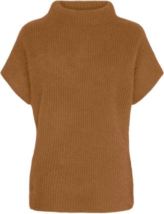 BTF-CPH Btfcph - Pull en maille &agrave; col montant et manches courtes - Femme - Pulls - Brun - Taille: 36 FR