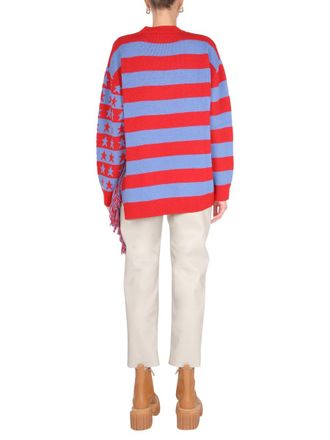 Stella McCartney Wool Crew Neck with Fringe Sweater - Multicolor