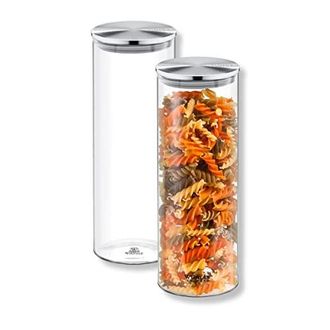 Wilmax England WILMAX - R&eacute;cipients en verre avec couvercle m&eacute;tallique - Pots &agrave; &eacute;pices - Bo&icirc;tes de conservation avec couvercle &agrave; vis - Bo&icirc;te de rangement pour cuisine