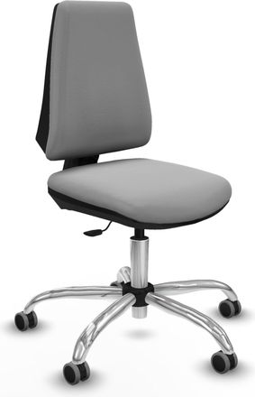 Piqueras y Crespo Elche Stuhl in Hellgrau, ohne Armlehnen, ausgestattet mit Permanentkontakt und Schneideschaum, 65 mm Rollen, Parkett, Hellgrau