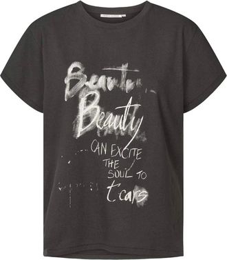 Rabens Saloner Femme, Tops, Noir, Taille: 36 FR Faded Black T-shirt Graphique Beauty Blouse