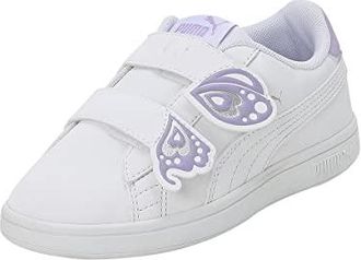 Puma Female Baskets Smash v2 Butterfly AC Enfant, White-Vivid Violet-Silver, 34.5 EU