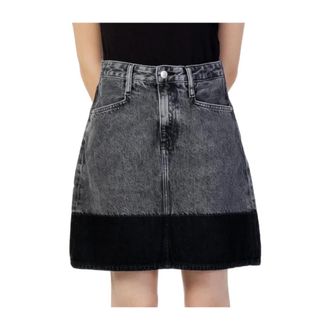 Calvin Klein Jeans Schwarzer Denim A-Linie Rock mit Distressed Design - - Skirts - Damen - Grau - W24