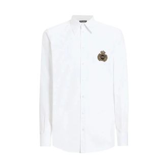 Dolce & Gabbana Homme, Chemises, Blanc, Taille: XL Chemise &agrave; Patch Logo