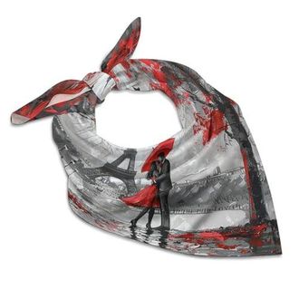 Generic Écharpe carrée en soie légère pour couple - Motif Tour Eiffel Paris - Écharpe pour cheveux - Respirant - Cadeau pour femme et homme, multicolore, 46x4