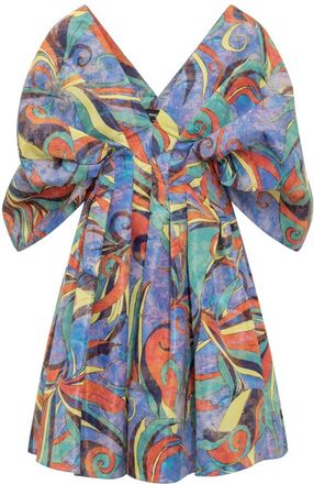 Rochas Femme, Robes, Multicolore, Taille: 38 FR Mini-robe pliss&eacute;e &agrave; imprim&eacute; graphique