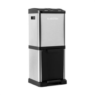 Klarstein Klarstein - Ecosyst&egrave;me&sup2; Poubelle tri s&eacute;lectif p&eacute;dale 45L (3x 15L) - coque inox arg